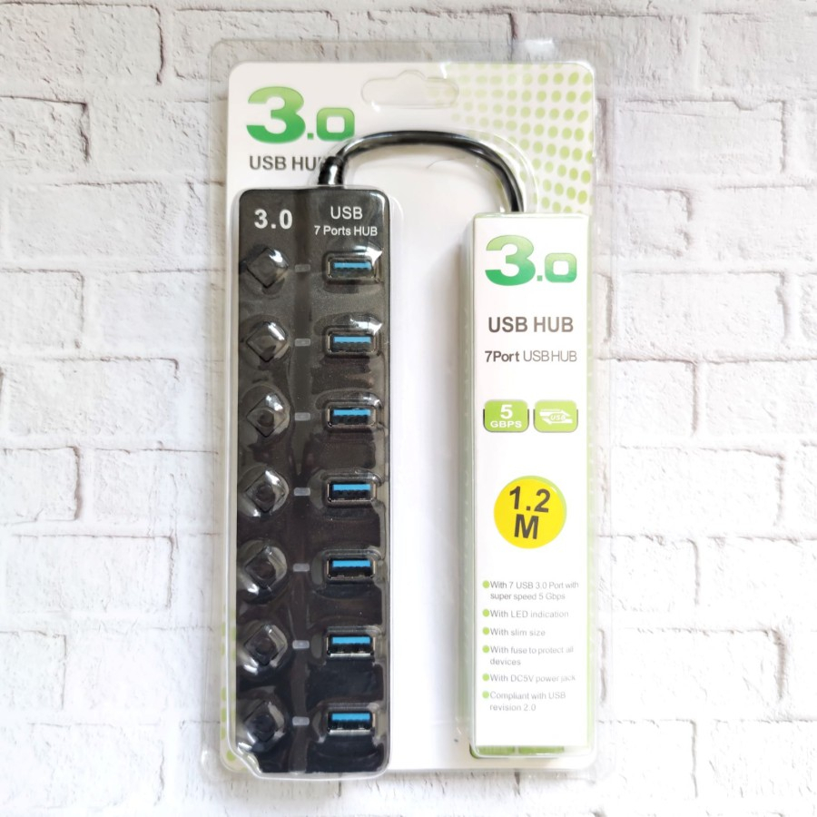 Jual USB HUB 3.0 7 PORT ON OFF LED PANJANG 1.2 METER SUPER SPEED ...