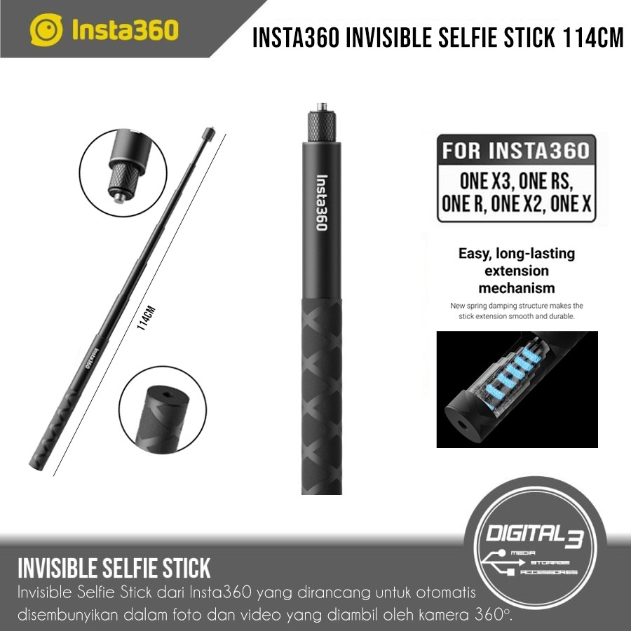 Jual Insta360 Invisible Selfie Stick 114cm Tongsis Insta One R Rs X2 X3