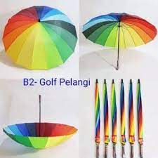 Jual Payung Golf Pelangi / SILVER Besar Jumbo Kuat Rainbow Kokoh 16 ...