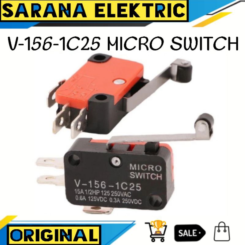 Jual MICRO SWITCH V-156-1C25 LIMIT SWITCH MINI ROLLER PANJANG V1561C25 | Shopee Indonesia