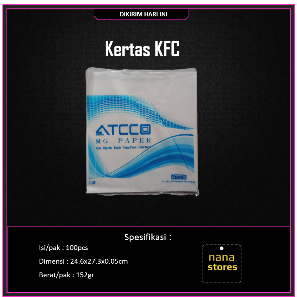Jual Kertas nasi KFC isi 100 lbr pembungkus nasi putih / Kertas bungkus ...