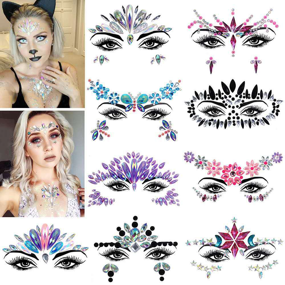 Jual Rhinestones 3D Face Sticker / Crystal Diamonds Stiker Kristal ...