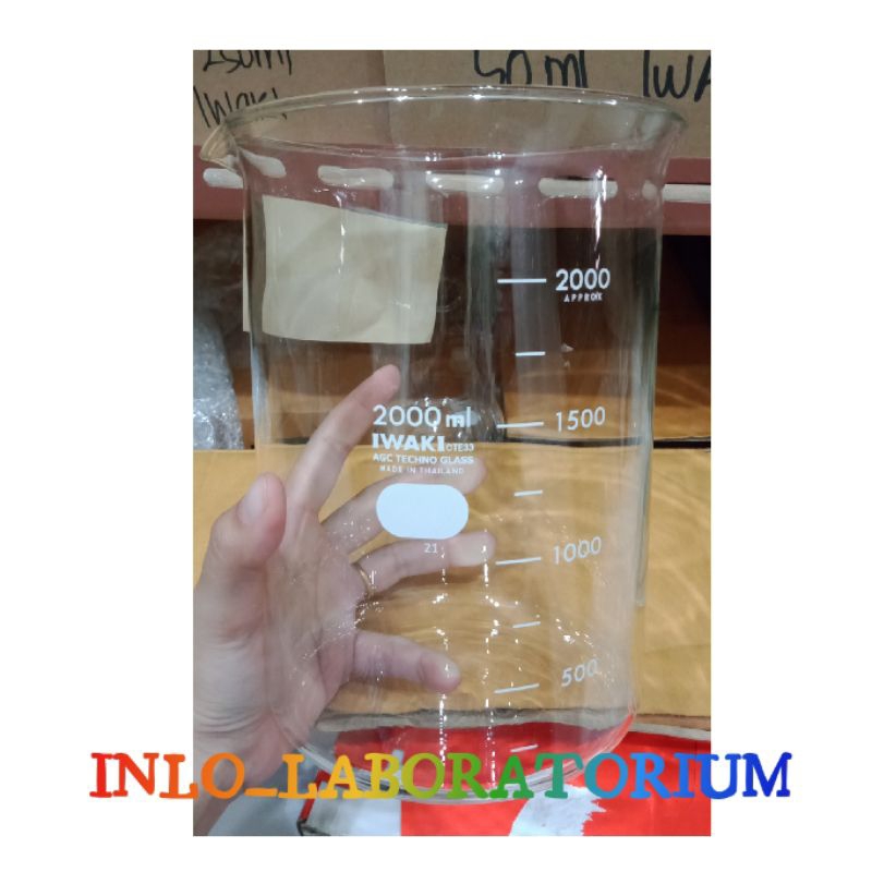 Jual Beaker Glass Iwaki 2 Liter/Beakerglass 2000 ml Iwaki/Beaker/Gelas ...