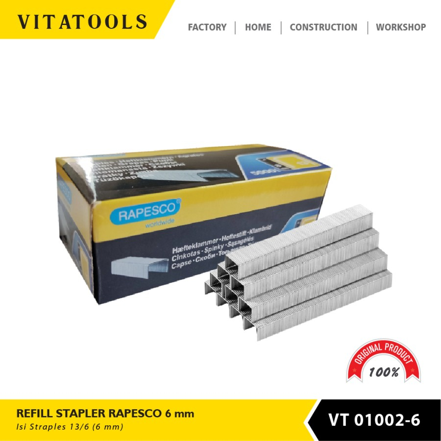 Jual ISI STAPLES 13/6 VITATOOLS - REFILL STAPLER RAPESCO 6 MM ( ISI 5000 PCS) | Shopee Indonesia