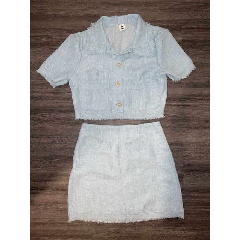 Jual Blue Tweed Set (NEW) | Shopee Indonesia