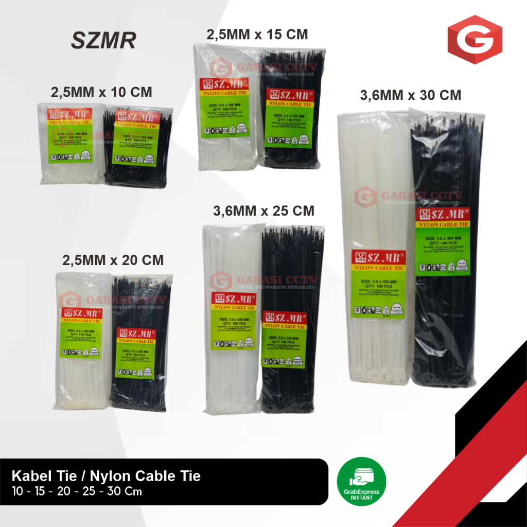 Jual Kabel Ties Putih & Hitam 10cm | 15cm | 20cm | 25cm | 30cm | Shopee Indonesia