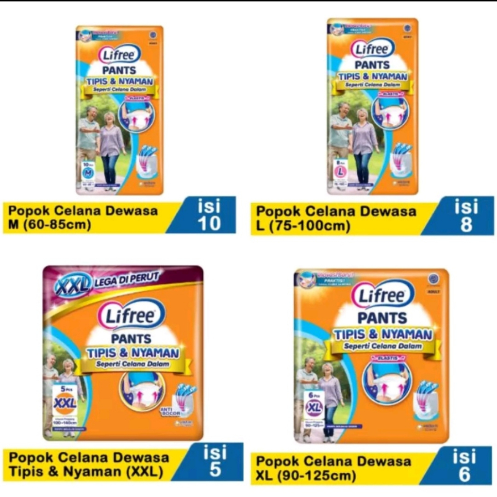 Jual LIFREE Popok Dewasa Celana / Pants M'10~L'8~XL'6~XXL'5 | Shopee Indonesia