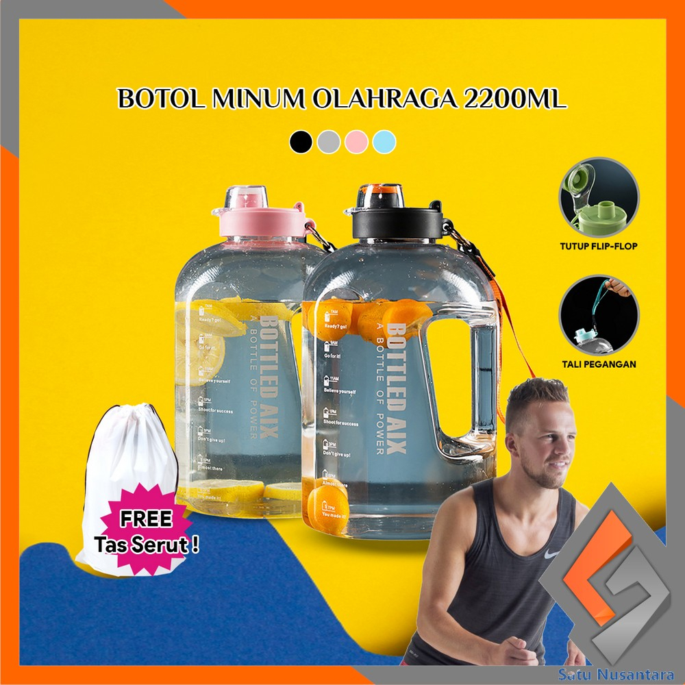 Jual SN-C470 Botol Minum Transparan 2200ML Tumblr Botol Gym Bottle / Tempat Botol Minum Olahraga ...