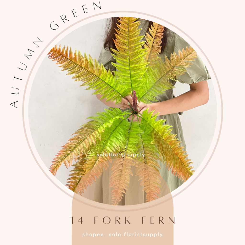 Jual 14 FORK FERN ARTIFICIAL DEKORASI DEDAUNAN DAUN HIJAU DAUN JUNTAI ...