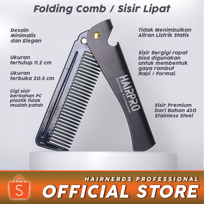 Jual Hairnerds Professional - Folding Fine Toothed Comb / Sisir Lipat ...
