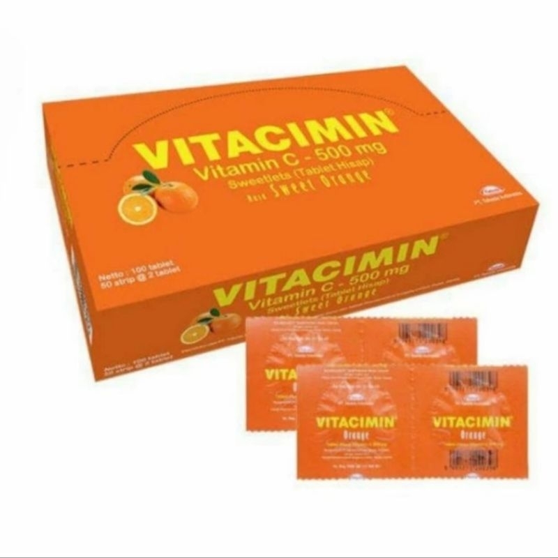 Jual Vitacimin vitamin C 500mg rasa sweet orange(1box=100tablet ...