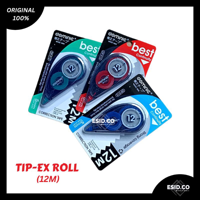 Jual Correction Tape Dominic 12m | Tip Ex Roll 5mm x 12m | Tipe-X Long ...
