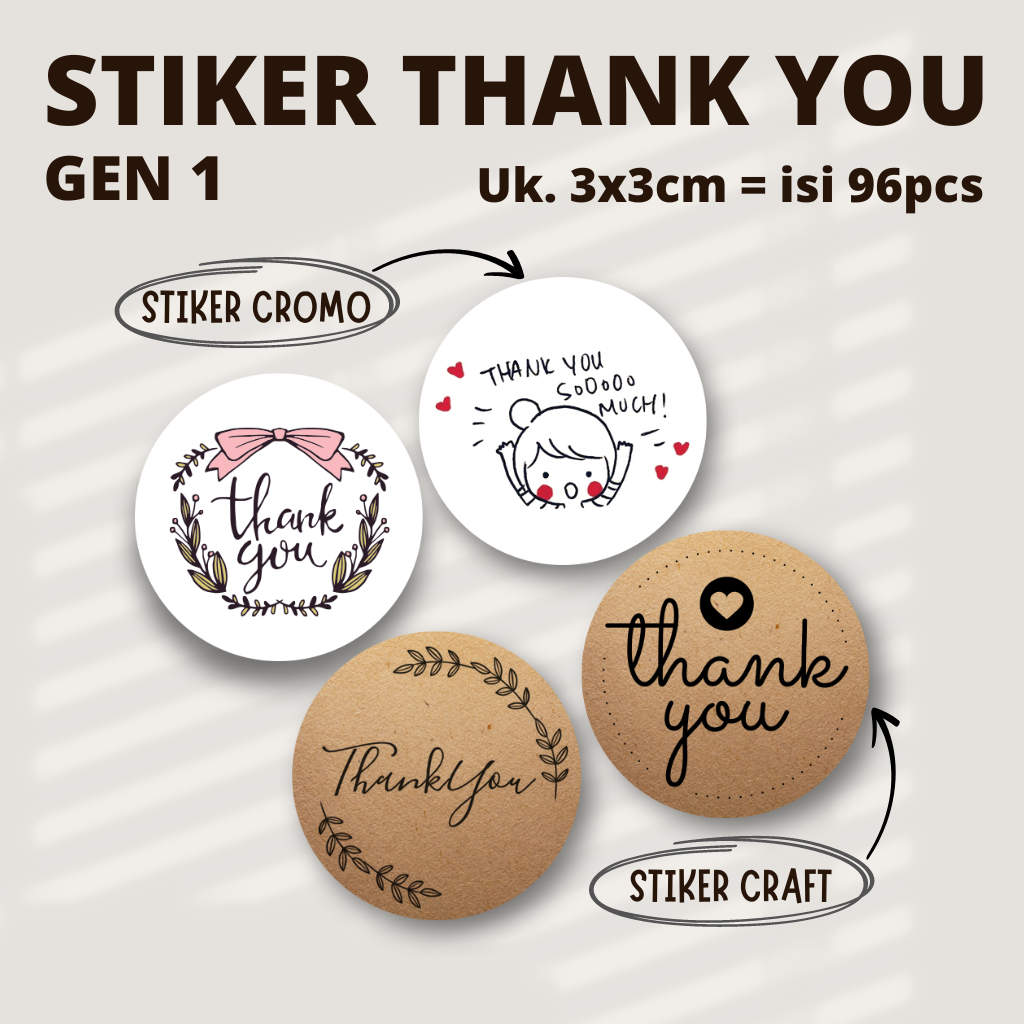 Jual STIKER LABEL THANK YOU / TERIMA KASIH 3cm = 96pcs ( BAHAN STIKER ...