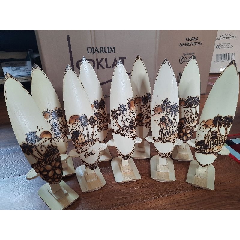 Jual MINIATUR SURFING BOARD BAMBOO ART PYROGRAPHY | Shopee Indonesia