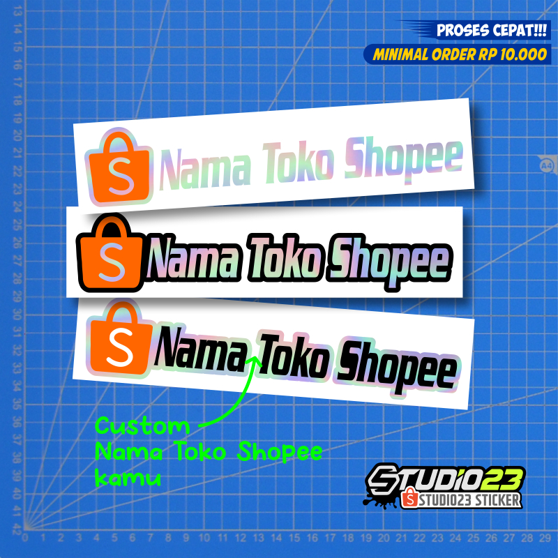 Jual Stiker Cutting Nama toko Shopee CUSTOM Hologram | Shopee Indonesia