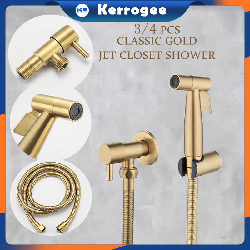 Jual Kerrogee 1 Set 3/4 Pcs Classic Gold Jet Closet Shower Toilet ...