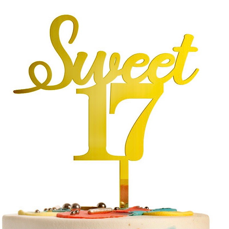 Jual Topper Kue Akrilik Sweet Seventeen Umur 17 Tahun / Cake Topper ...