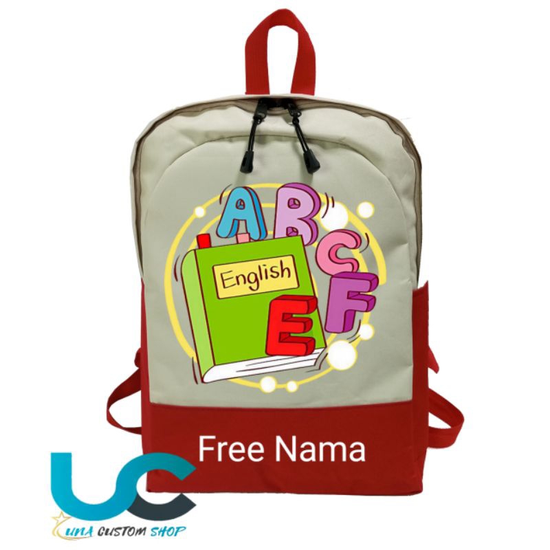 Jual Tas Anak Buku English ABC | Tas Sekolah Custom Gambar Buku English ...
