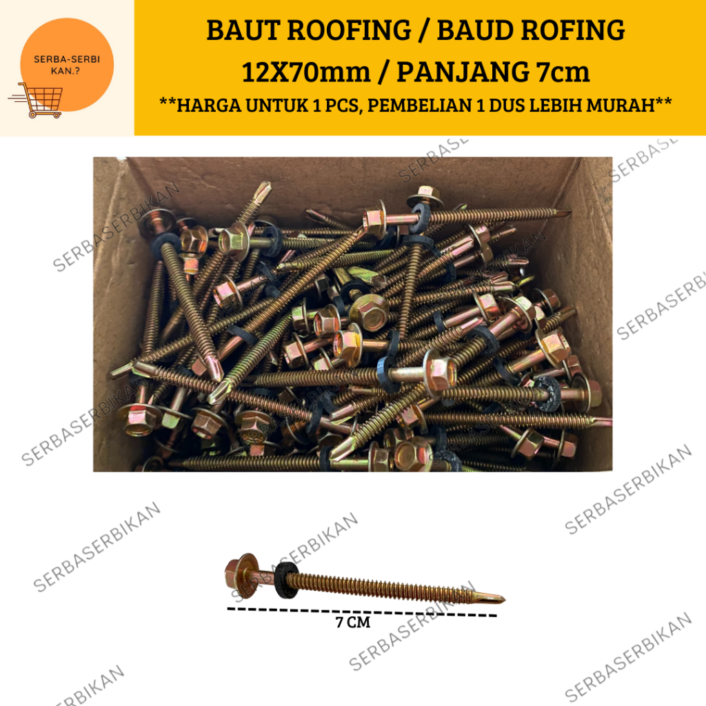 Jual BAUD ROOFING 12X70mm/7cm BAUT ROFING SEKRUP BAJARINGAN | Shopee ...