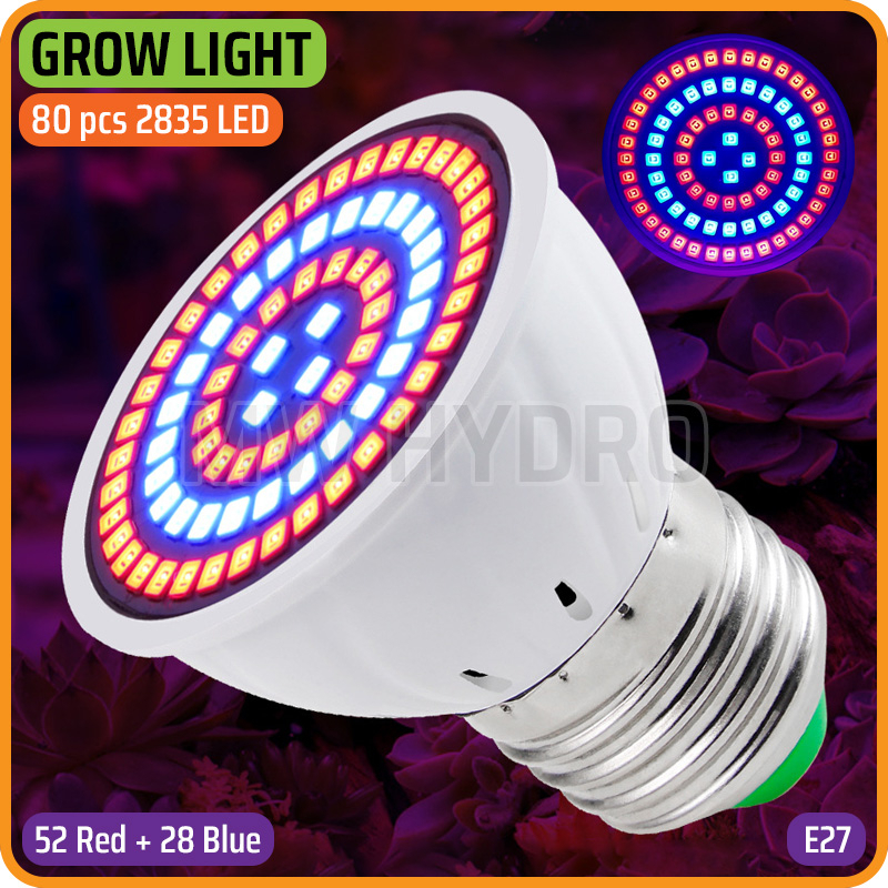 Jual LED Plant Grow Light, E27, 80 LED R+B, 2835 SMD - Lampu Tanaman ...