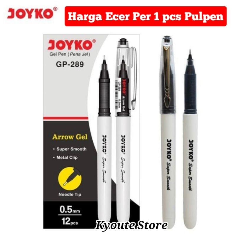 Jual Pulpen Joyko Arrow Gel Pen Super Smooth 0.5 mm Tinta Hitam Pena ...