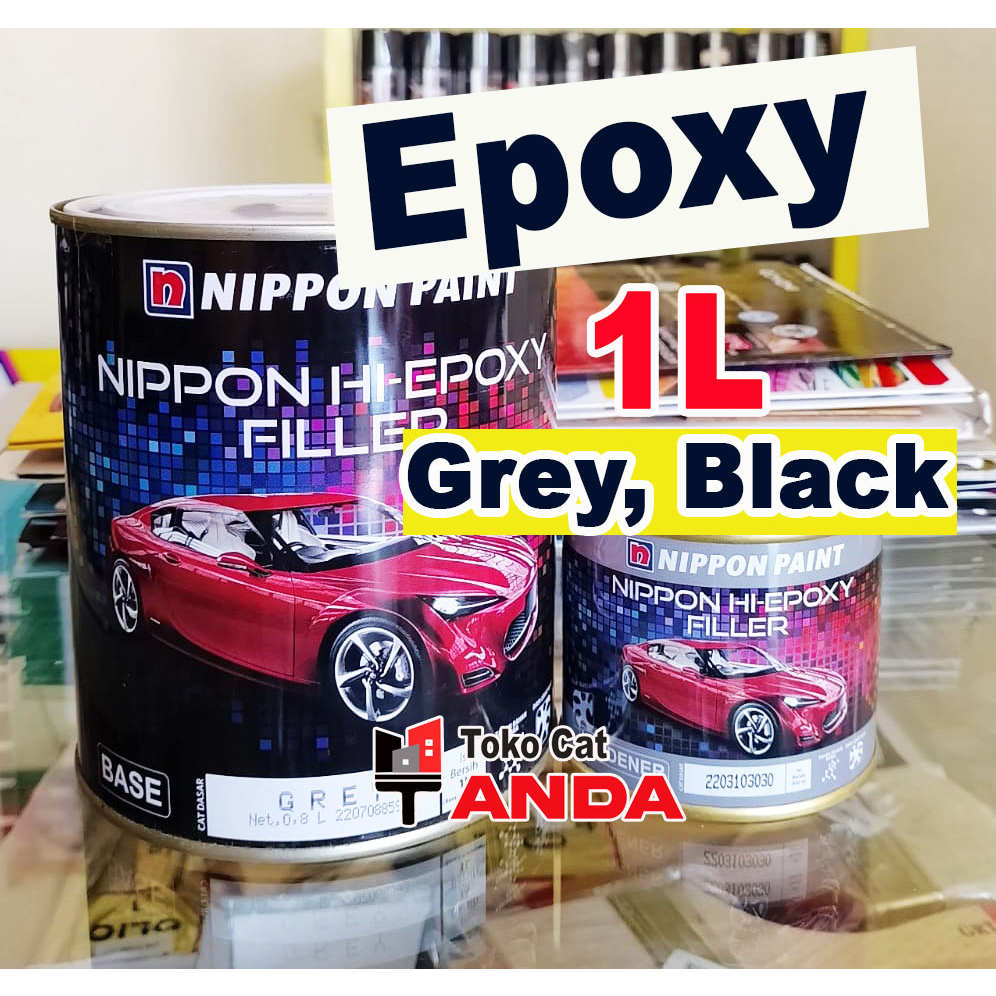 Jual Epoksi Epoxy Nippon Black HItam - epoxy Grey Abu - 2 Komponen 1L ...