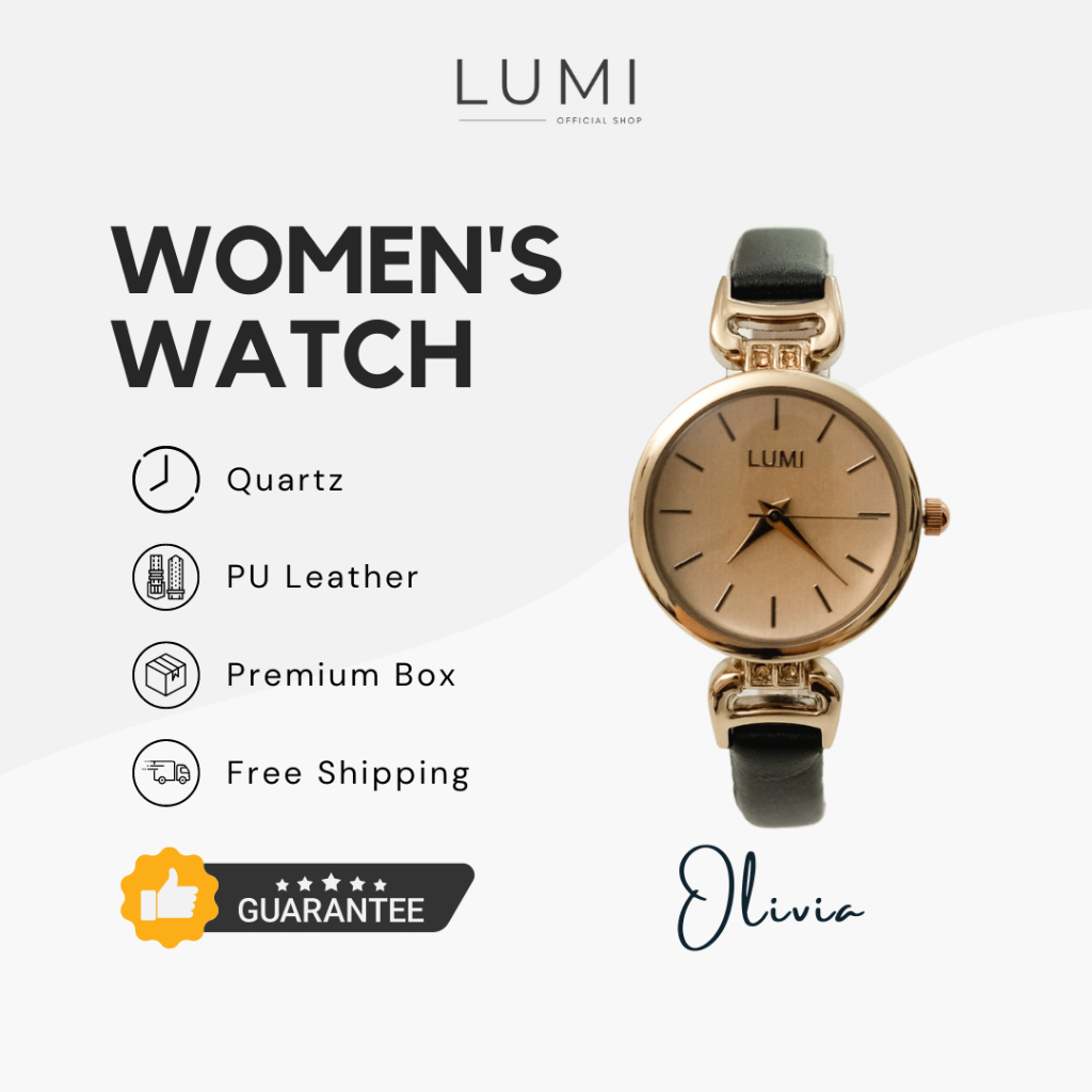 Jual Lumi Watch Jam Tangan Wanita Kecil Anti Air Tali Kulit Analog ...