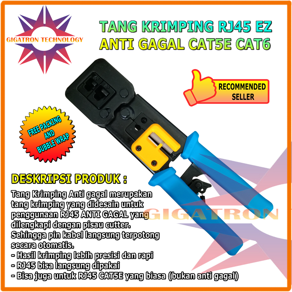 Jual Tang Crimping Tool RJ45 LAN Network 8P 6P CAT5 CAT6 Anti Gagal ...