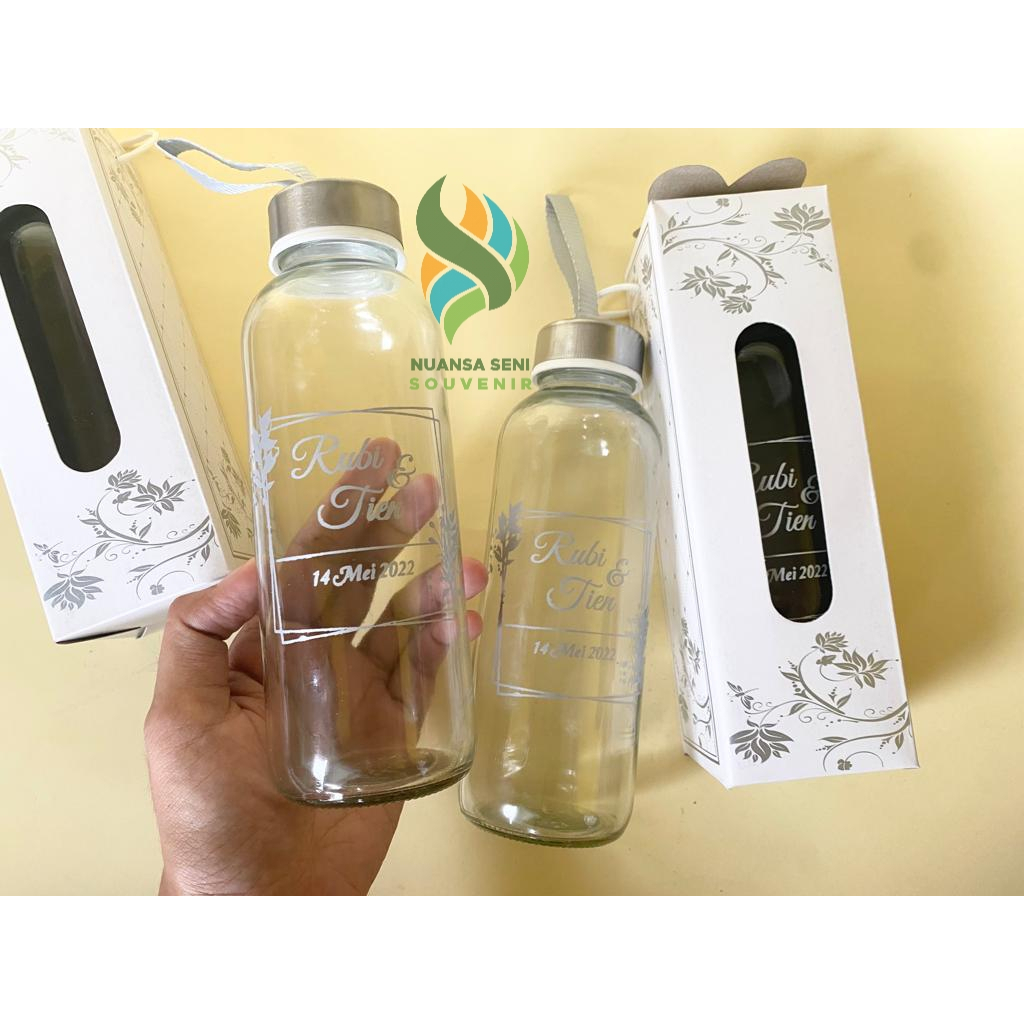 Jual Souvenir Pernikahan Botol Minum Botol Tumbler Kaca Bening Botol ...