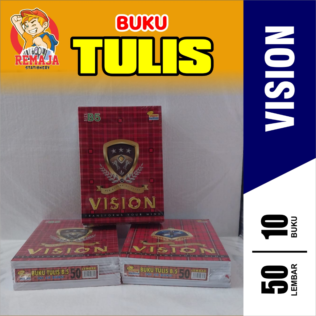 Jual Buku Tulis VISION BOXY isi 50 lembar per pack isi 10 BUKU | Shopee ...