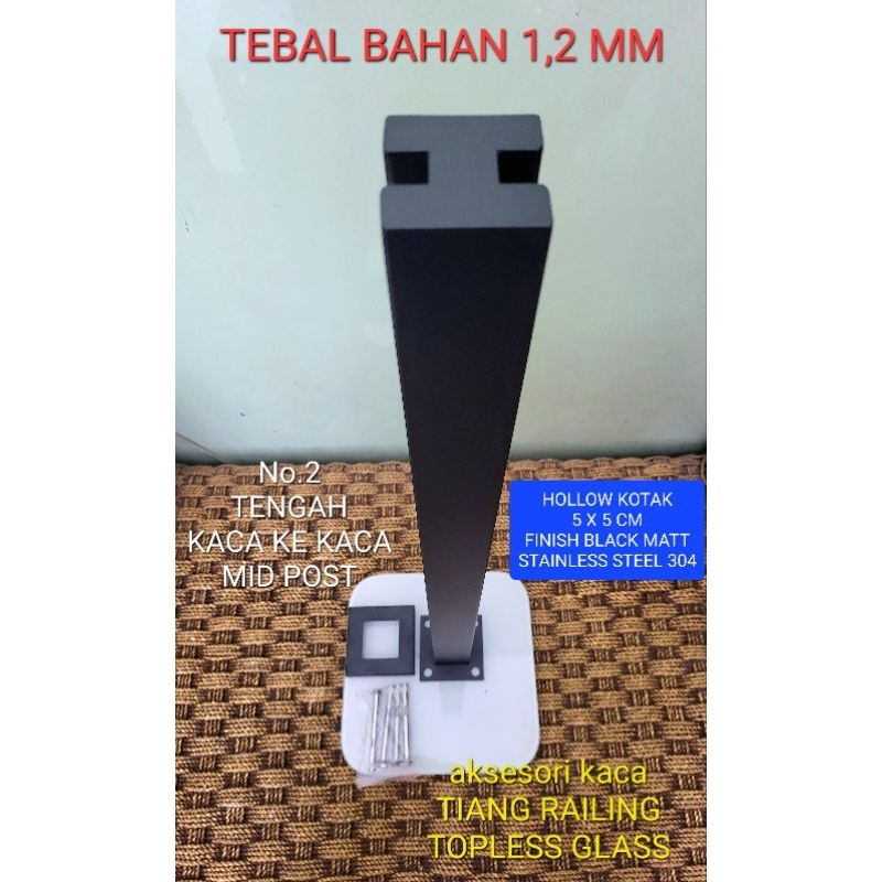 Jual TIANG RAILING KACA TENGAH NO.2 TOPLESS GLASS STAINLESS STEEL 304 ...
