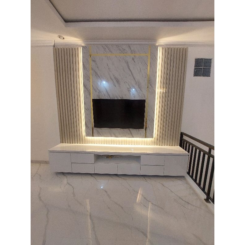 Jual Backdrop TV custom / backdrop tv HPL TACO / backdrop tv minimalis ...