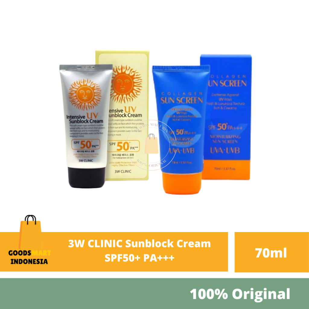 Jual 3W Clinic Intensive UV Sunblock Cream SPF 50+ PA+++ 70ml Sunscreen Sun Cream Korea Sunblock ...