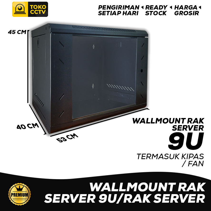 Jual Wallmount Rack Server 9U/Rak Server Ukuran 9U Single Glass Door ...