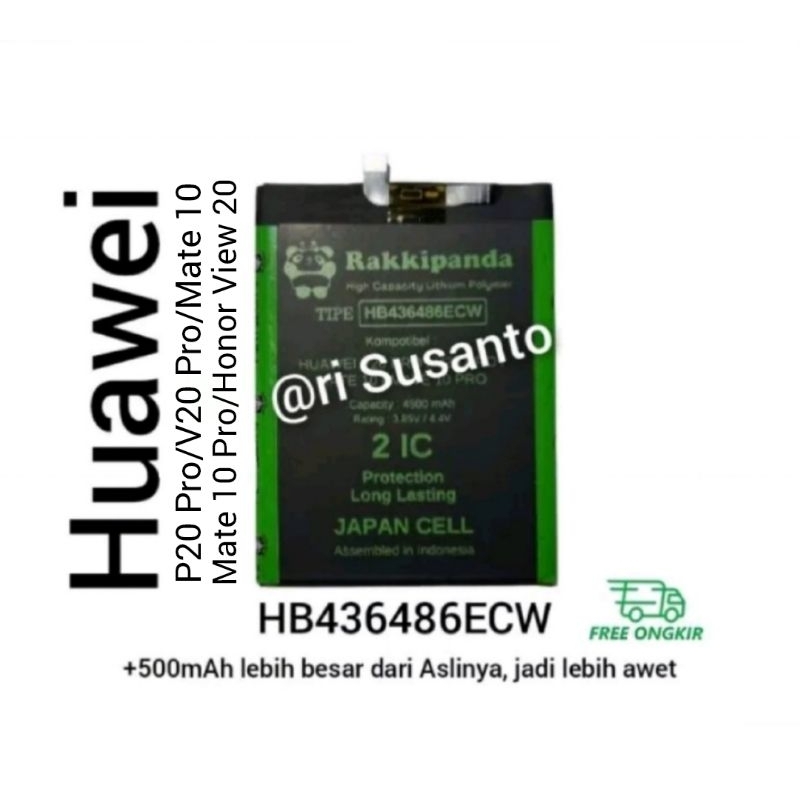 Jual Baterai Rakkipanda HB436486ECW for Huawei P20 Pro/V20 Pro/Mate 10 ...