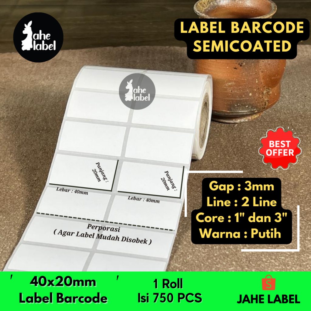 Jual LABEL STIKER BARCODE 40X20 2 LINE | Shopee Indonesia