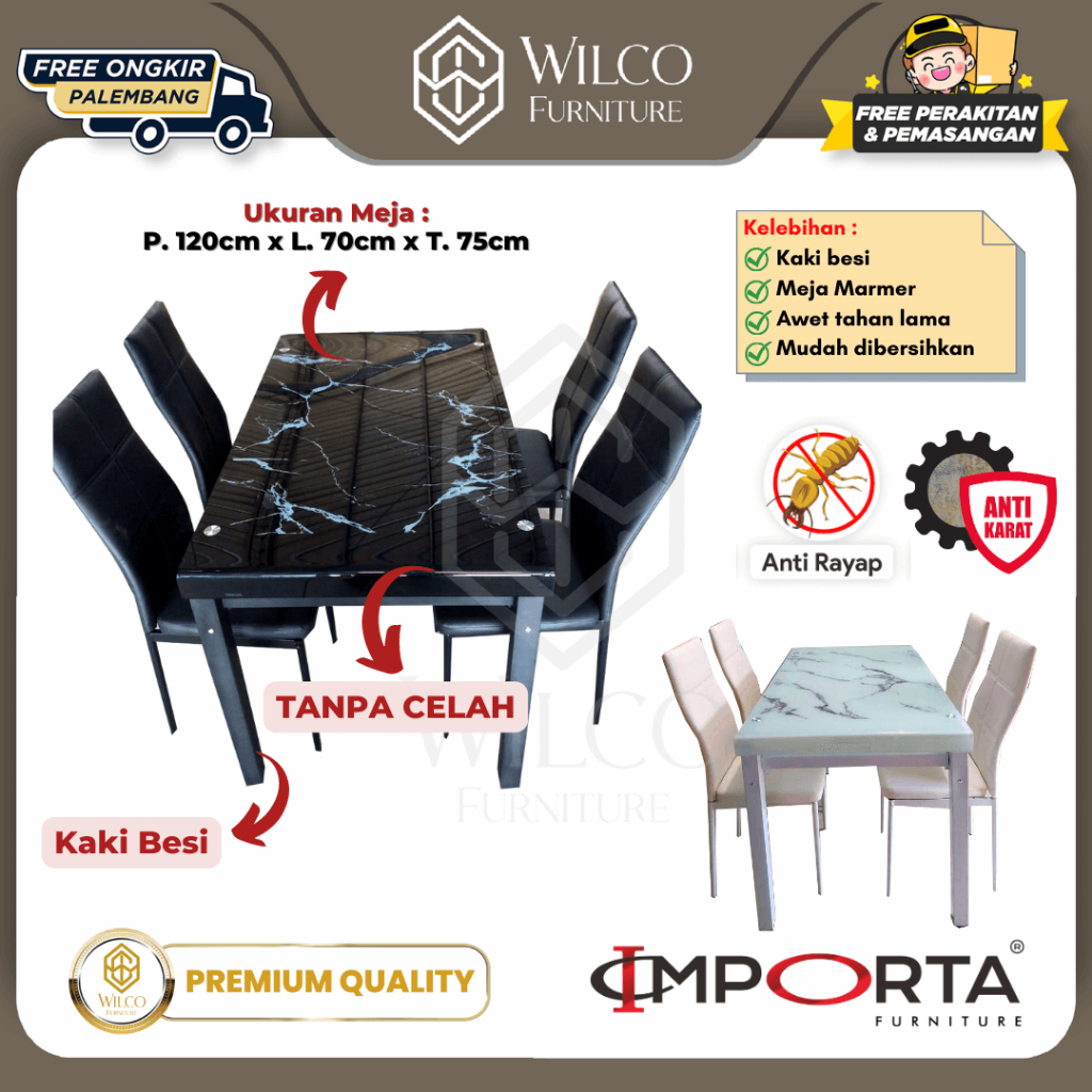 Jual Meja Makan Pevita Importa Minimalis Marmer 4 Kursi/ Meja Makan ...
