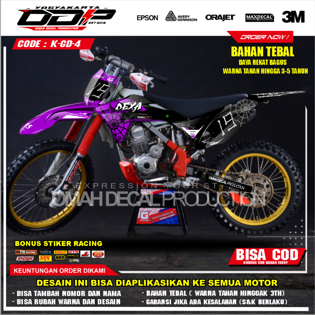 Jual DECAL GORDON FULL BODY AKSESORIS VARIASI STICKER MOTOR KAWASAI KLX ...