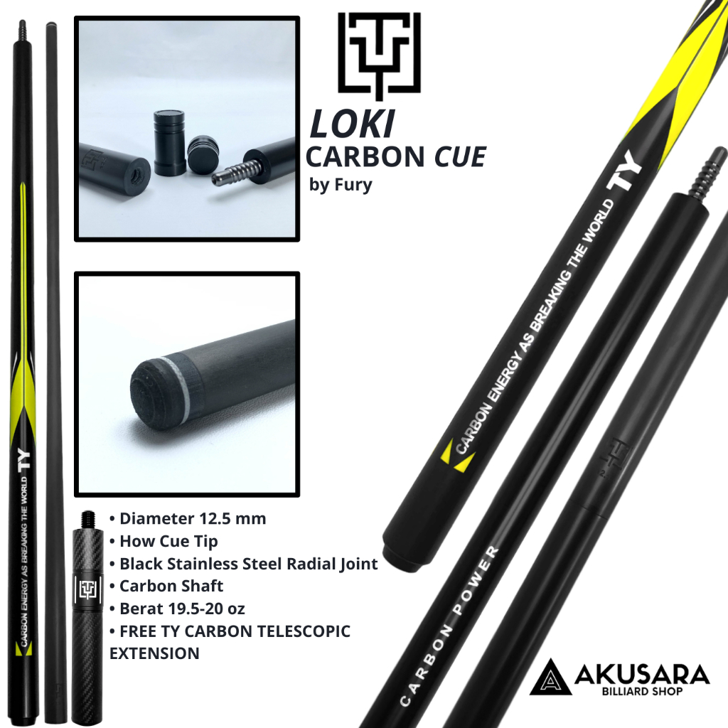 Jual Stik Billiard TY Loki by Fury Carbon Shaft Play Stik Billiard ...