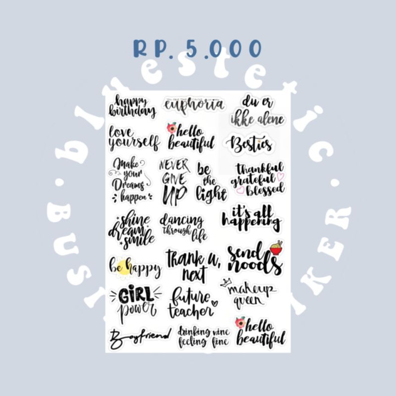 Jual STIKER lettering aesthetic| isi 22/pcs | Shopee Indonesia