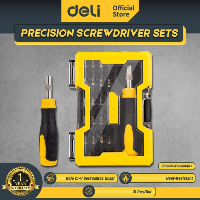 Jual Deli Precision Screwdriver Set / Obeng presisi 21pcs/set Cr-V DL1021D | Shopee Indonesia