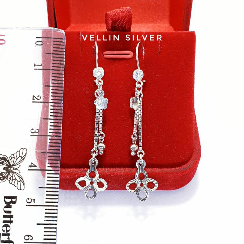 Jual Anting Panjang Silver 925 Lapis Emas Putih / Anting Wanita Korea Perak Asli | Shopee Indonesia