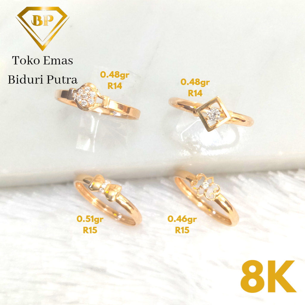 Jual Cincin Emas Asli Solitaire Allsize Perhiasan Emas Asli Kadar 8K ...