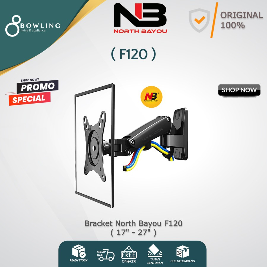 Jual Bracket TV Monitor LED / LCD North Bayou F120 17" - 27" Inch NB ...