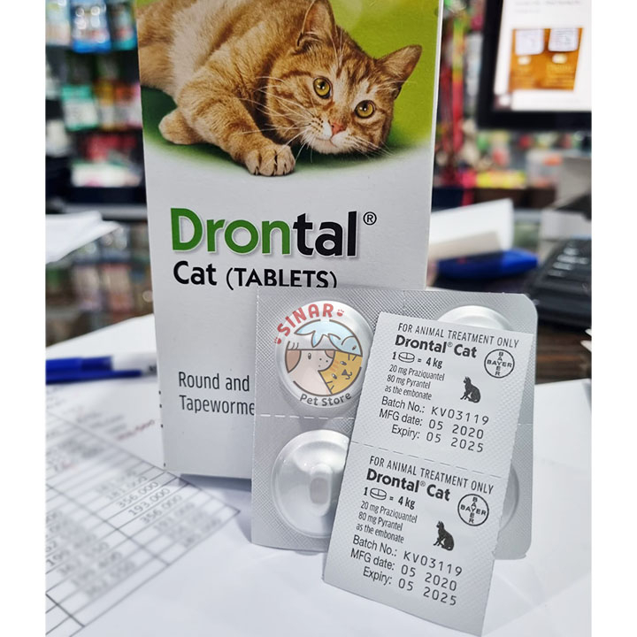 Jual Drontal Cat Obat Cacing Kucing HARGA PER TABLET untuk berat badan ...