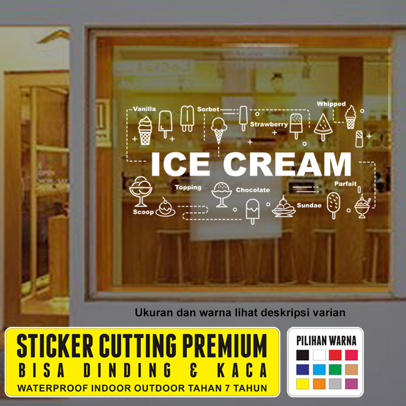 Jual Stiker Dekorasi Kaca Dinding Es Krim Ice Cream Cafe Cutting ...