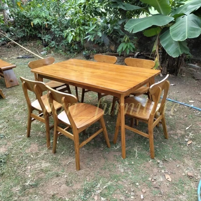 Jual TERMURAH !! dining set / set meja makan ROPAN 6 kursi kayu jati pilihan JEPARA | Shopee ...