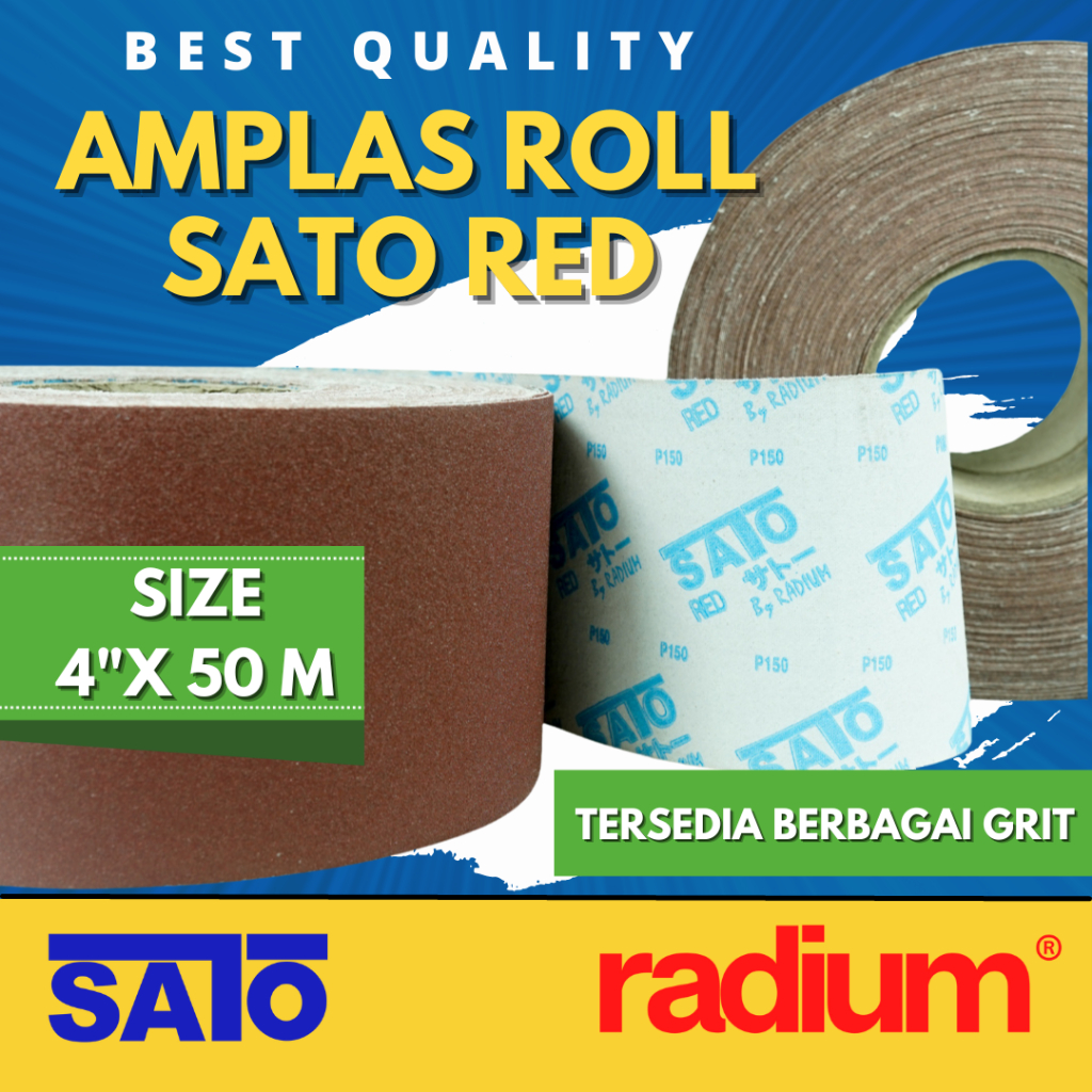Jual Amplas Roll Sato Radium Kain 4 x 50m meteran Grit Gulung 10 cm ...