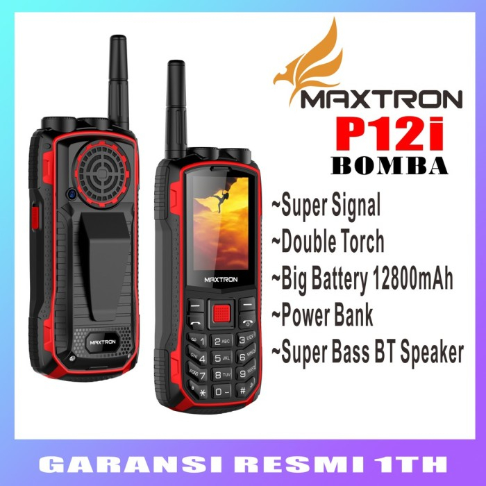 Jual HP GUNUNG MAXTRON BOMBA P12i BATERAI BESAR 12800 mAh Garansi Resmi ...