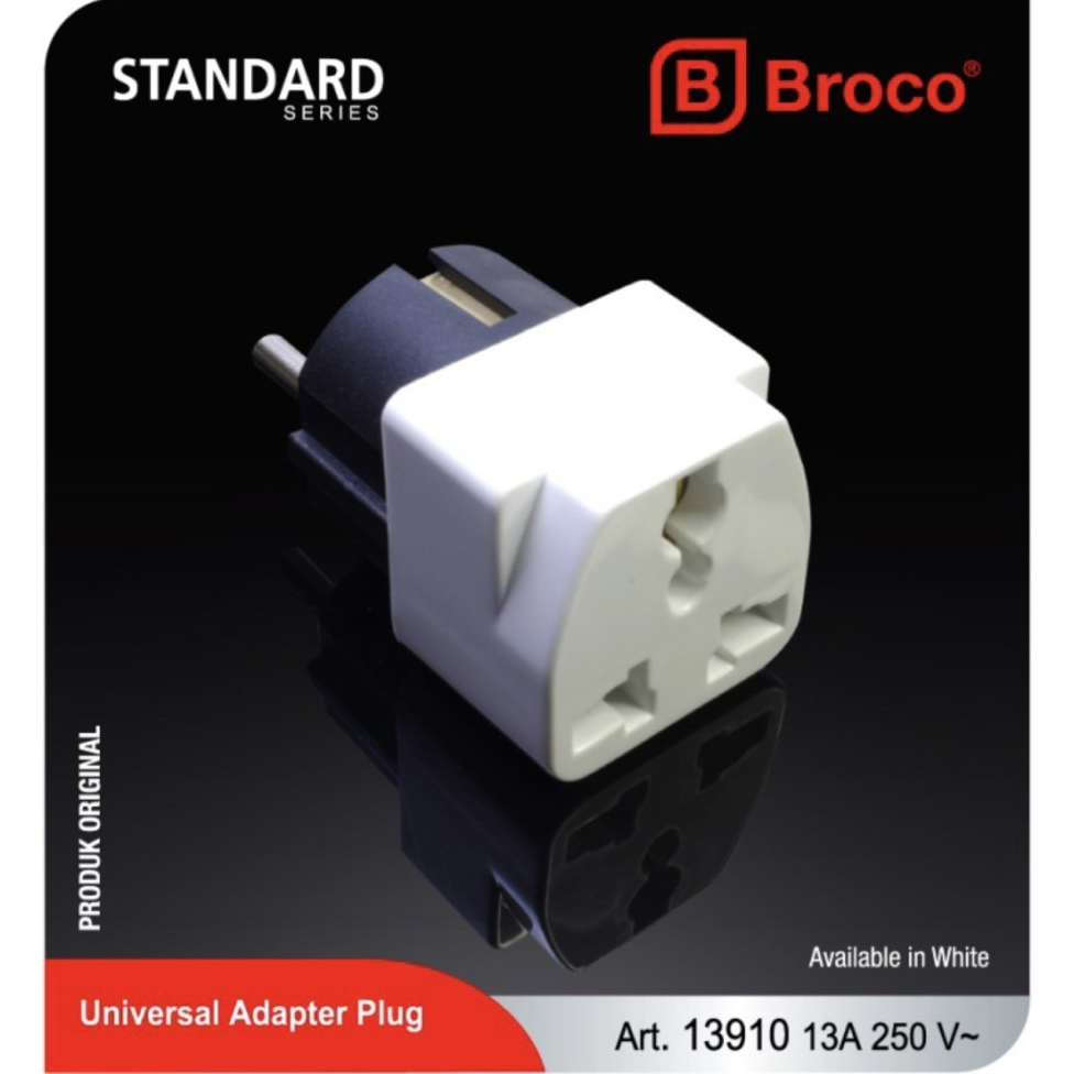 Jual Broco Oversteker 13910 adaptor colokan kaki 3 ke kaki 2 putih ...
